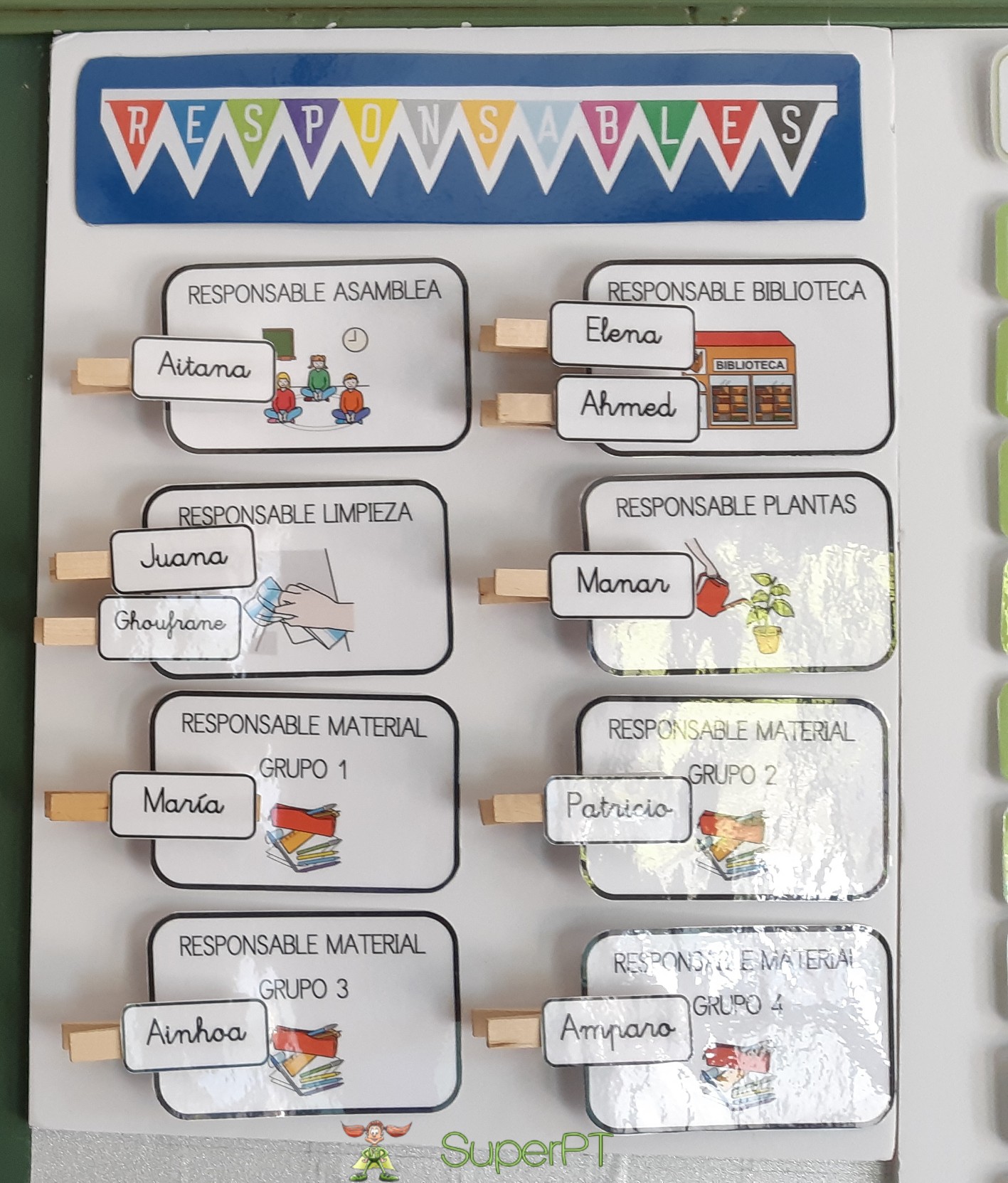 Tarjetas para repartir tareas.