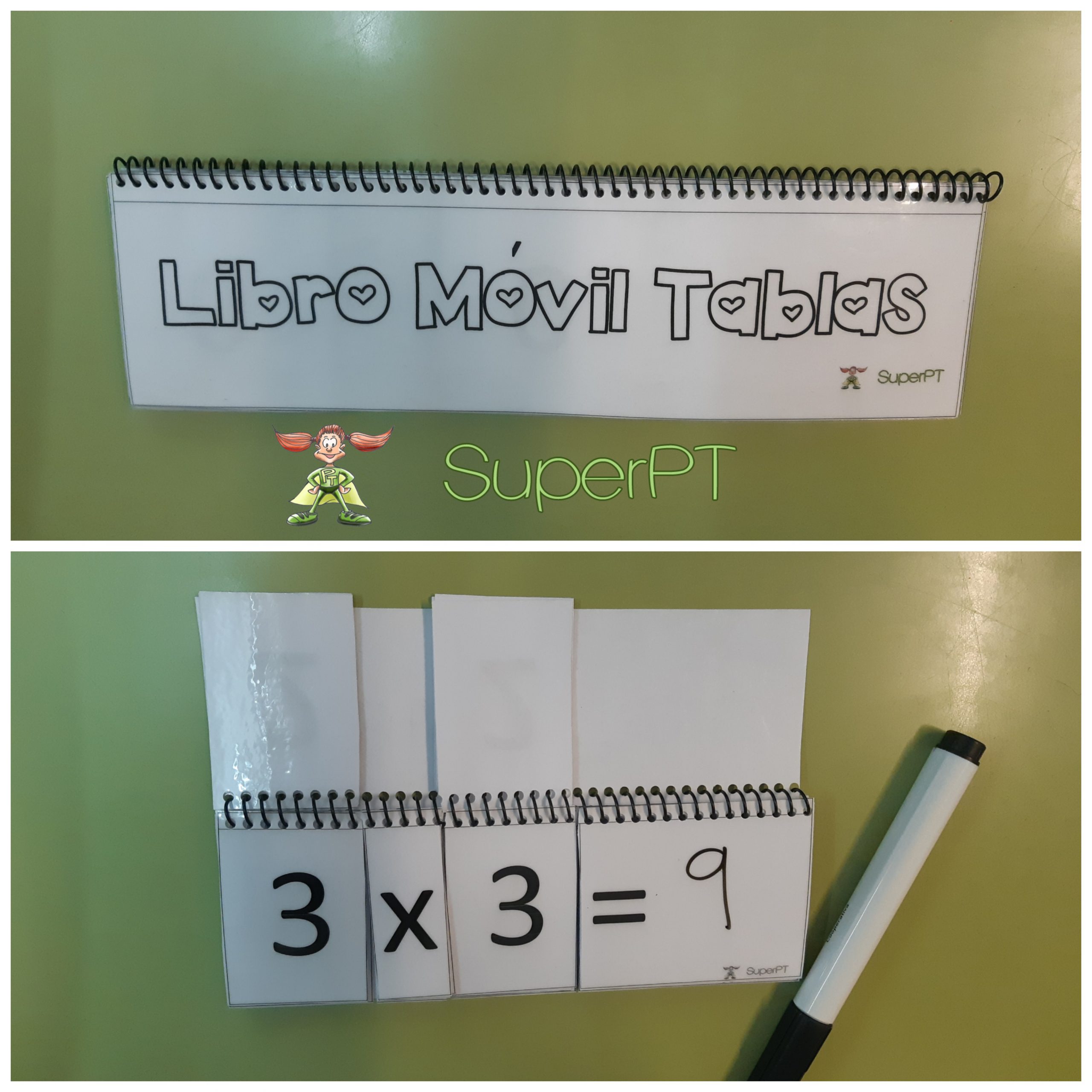 Mini libro móvil de las tablas de multiplicar.